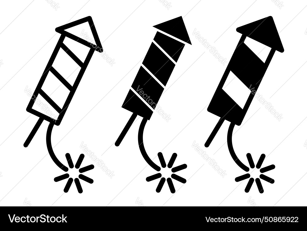 Fireworks rocket sign icon set safety for Vector Image