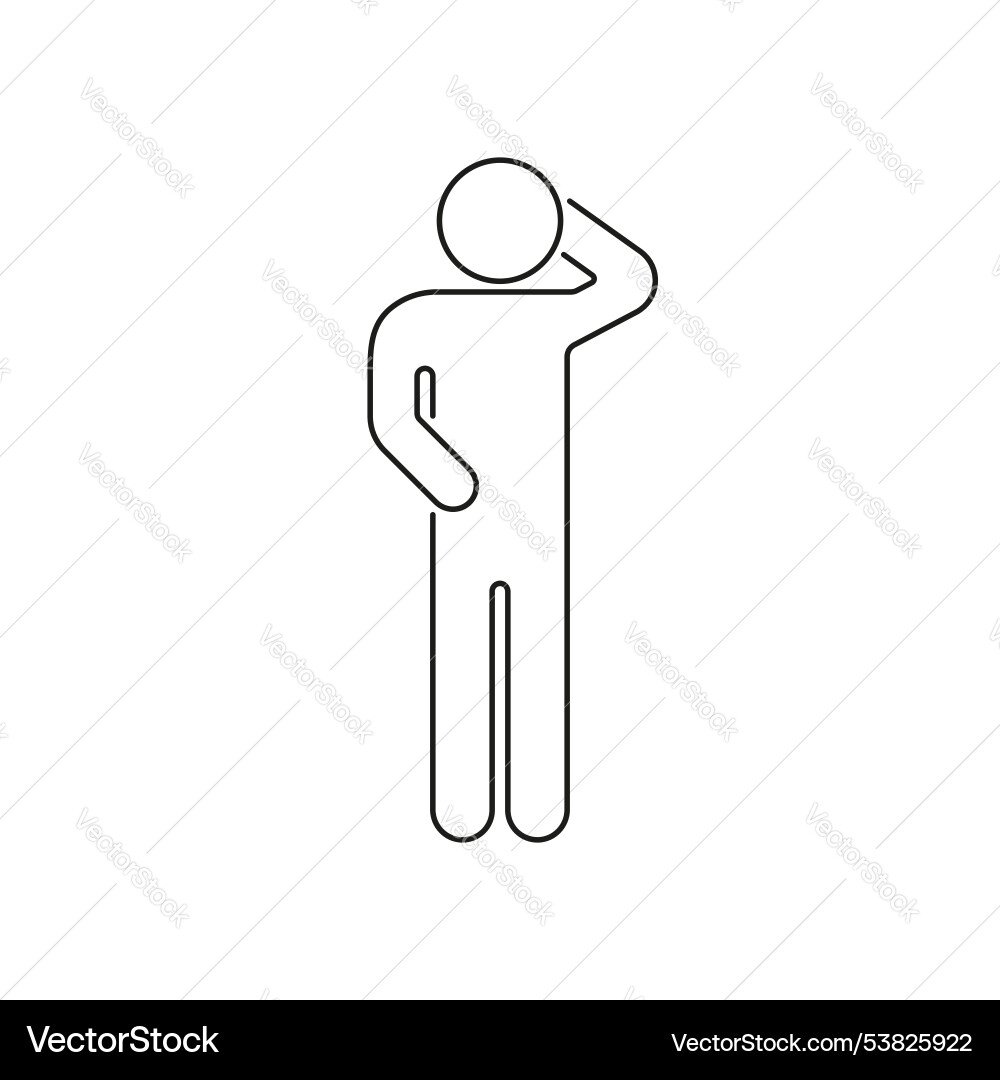 Man figure in pondering pose line icon stick Vector Image