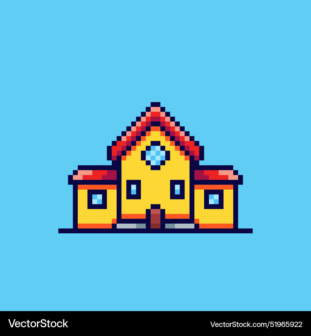 Pixel art school building game asset design Vector Image Pixel art school building game asset design Vector Image
