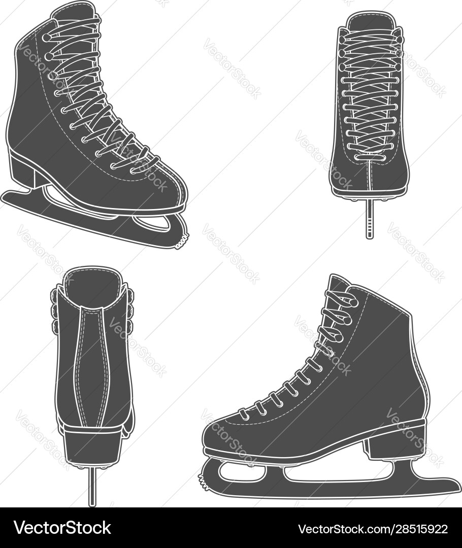 Set images with skates for figure skating Vector Image