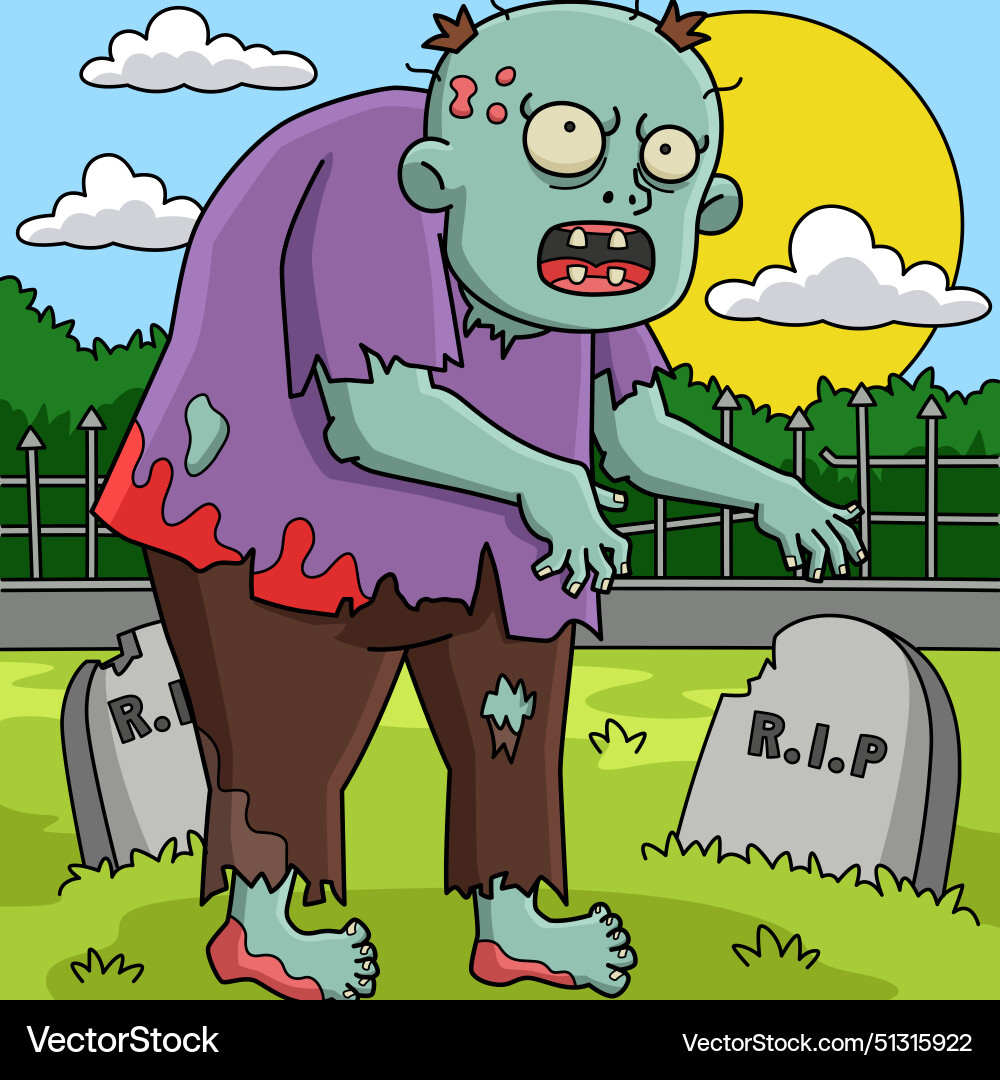 Zombie big man colored cartoon Royalty Free Vector Image