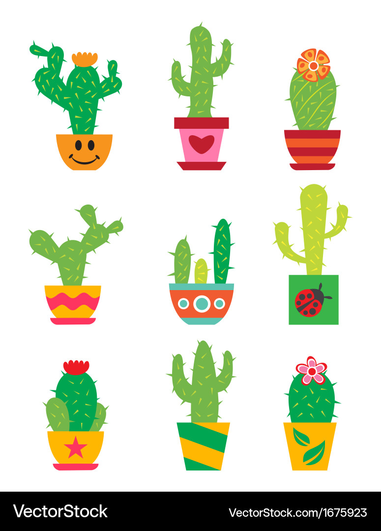 Cactus set Royalty Free Vector Image - VectorStock