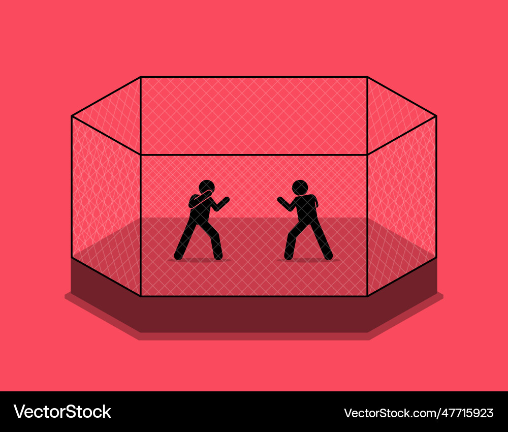 Cage fight between two fighters depicts concept Vector Image