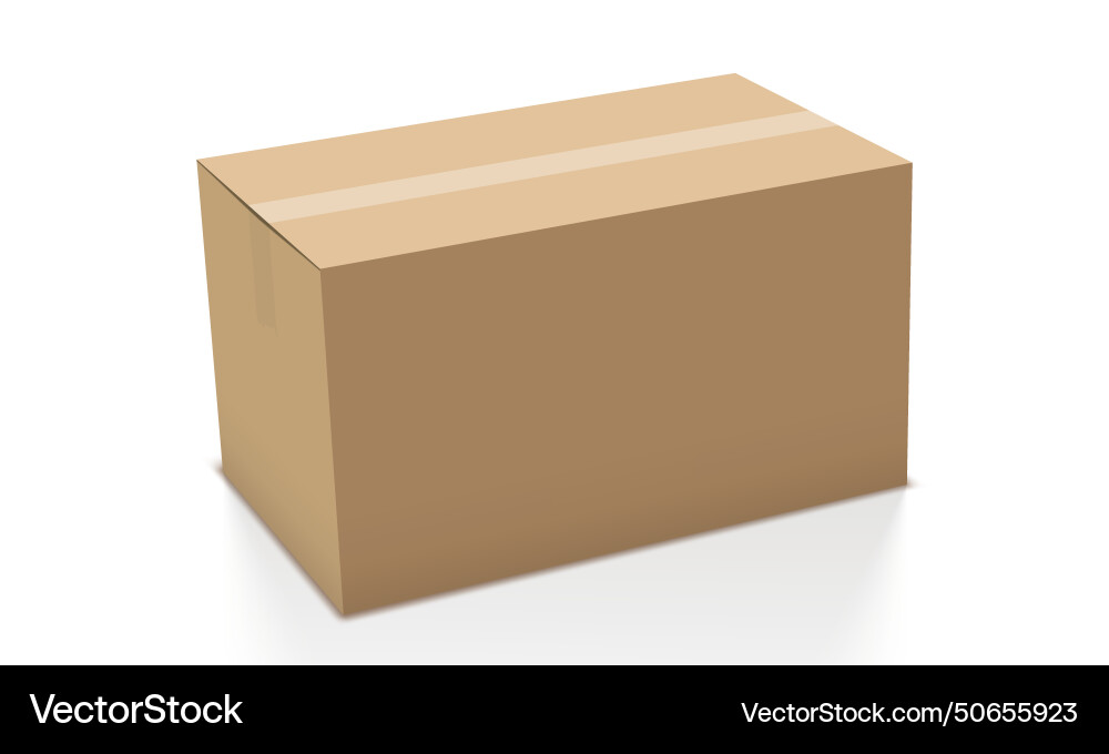 Closed cardboard box taped up isolated on white Vector Image