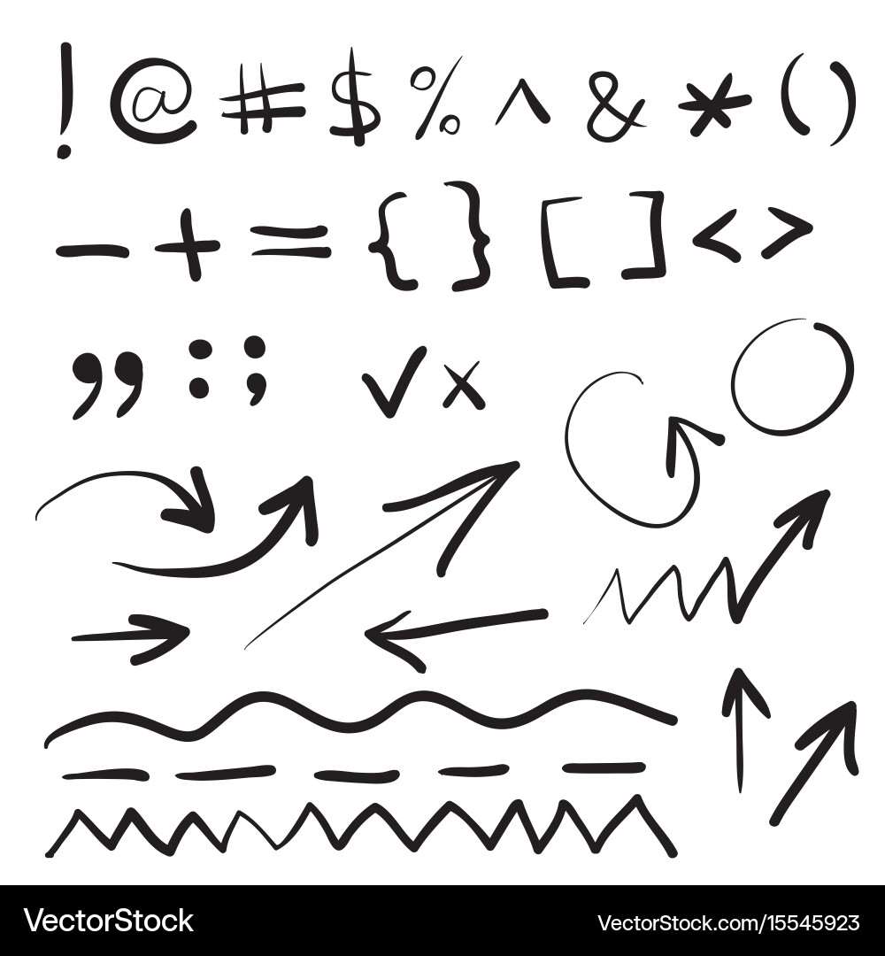 Hand written marker pen signs Royalty Free Vector Image