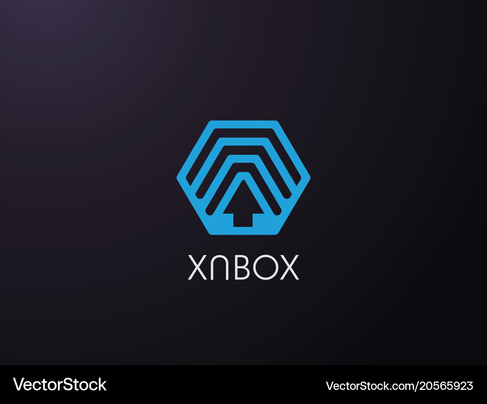Hexagon forward box arrow abstract polygon logo Vector Image