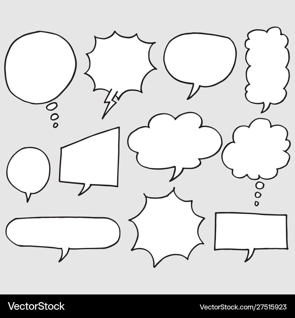 Set hand drawn comic bubble speech Royalty Free Vector Image