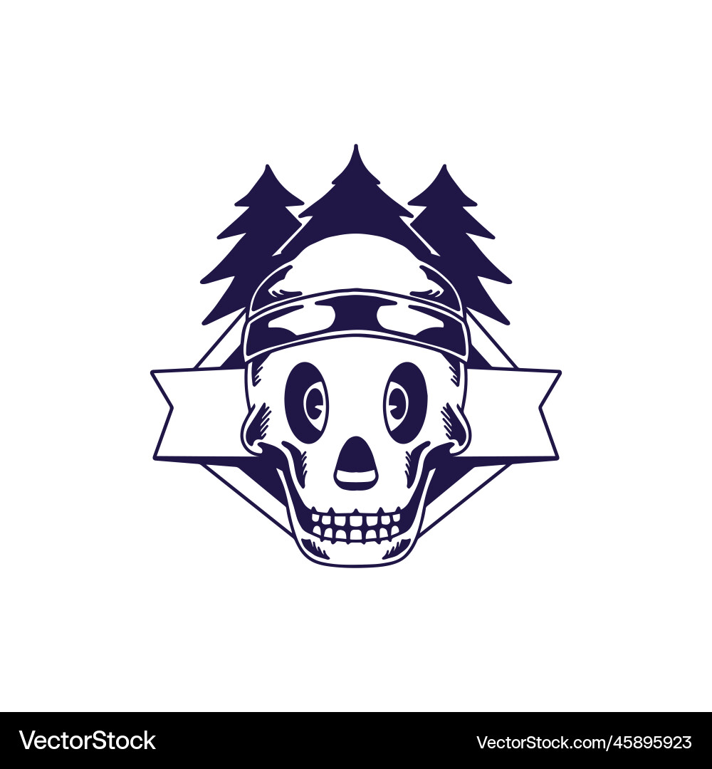 Skull head survival logo Royalty Free Vector Image