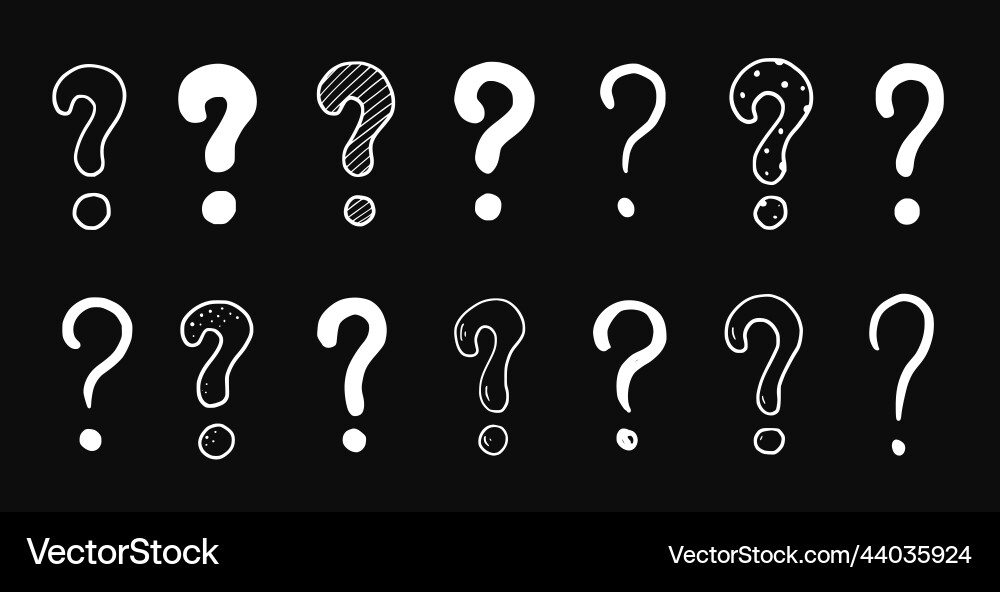 Doodle question sign mark set hand drawn Vector Image