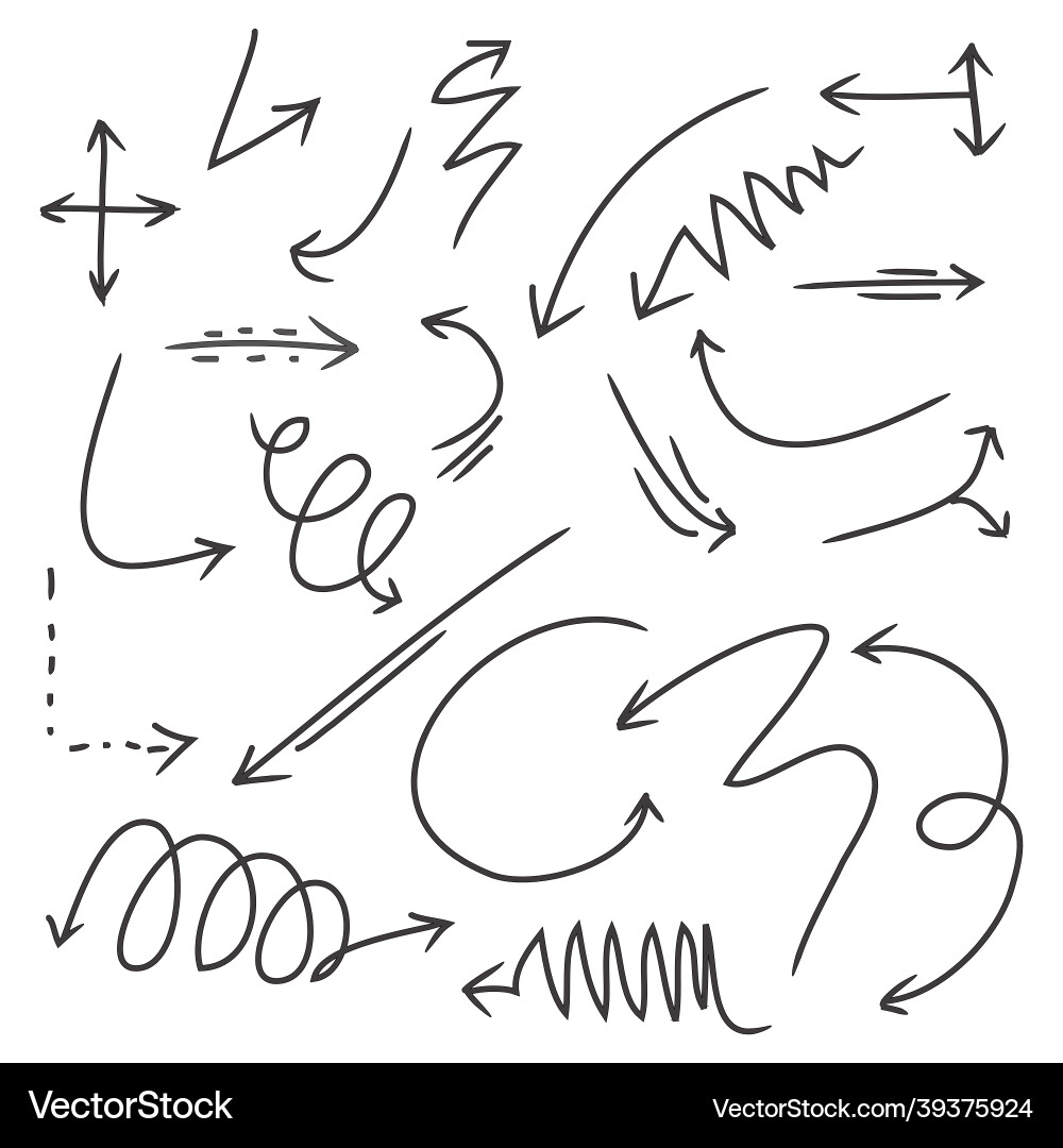 Hand drawn arrows icons set arrow icon Royalty Free Vector