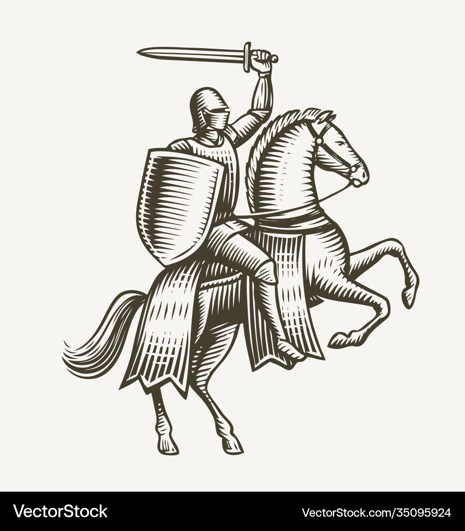 Knight on horseback medieval heraldry symbol Vector Image