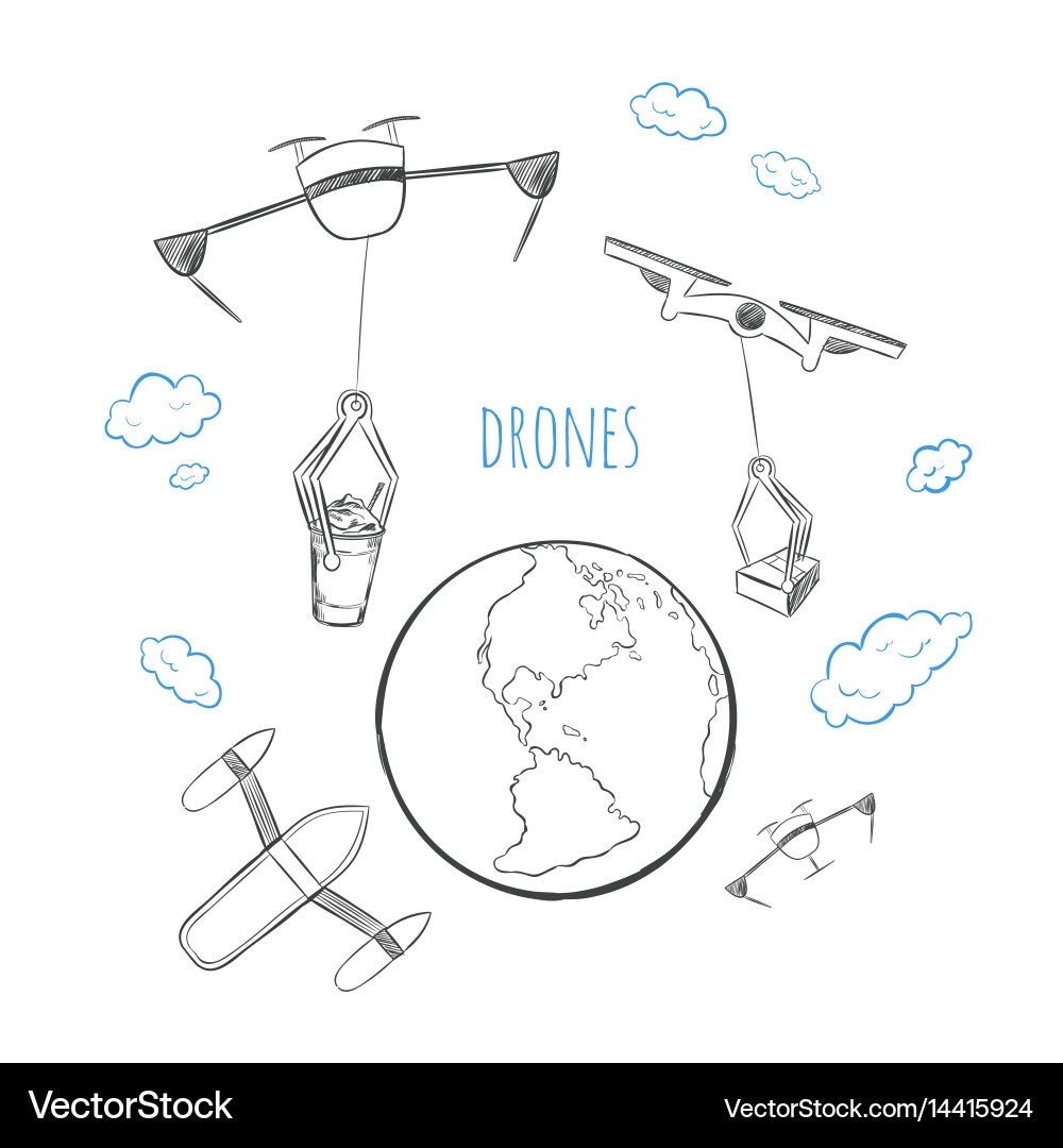 Sketch future technology delivery concept Vector Image