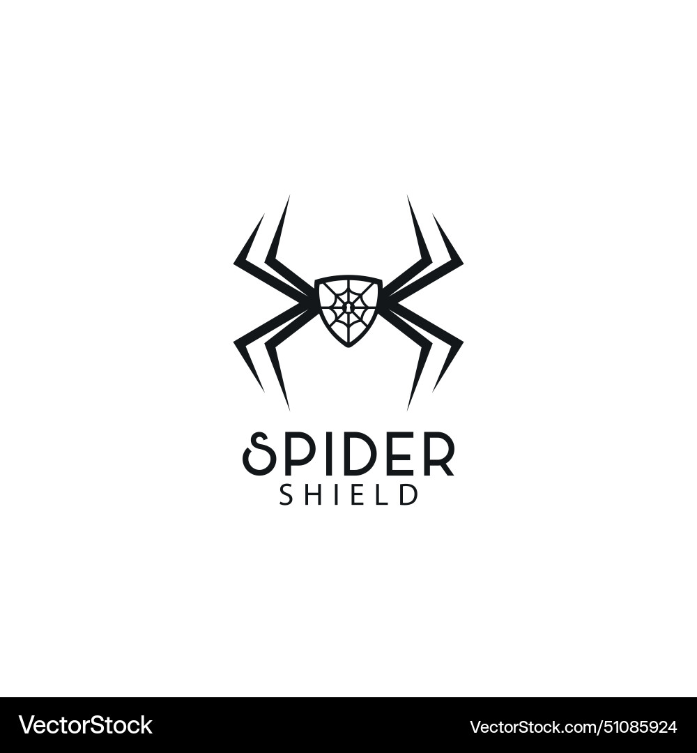 Spider shield logo symbol design flat Royalty Free Vector