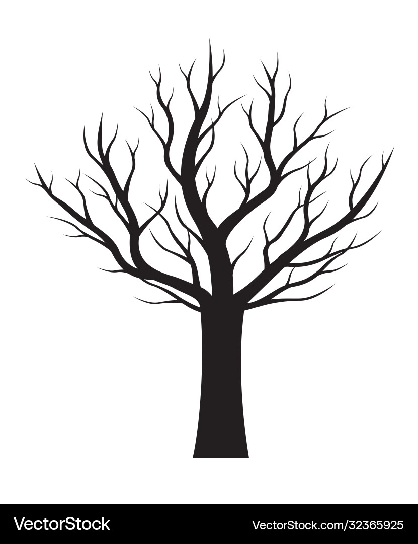Black tree with roots Royalty Free Vector Image