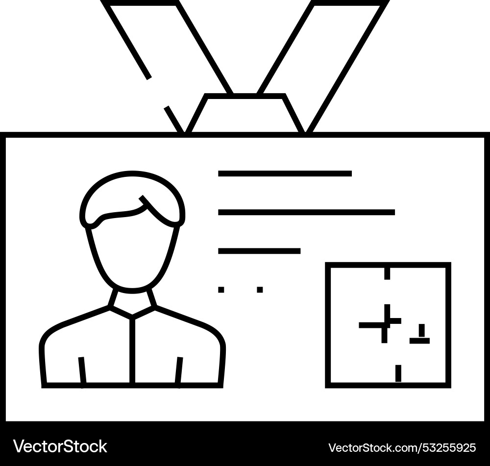 Employee badge line icon Royalty Free Vector Image
