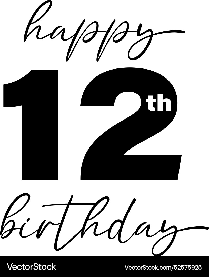 Happy 12th birthday design on white background Vector Image