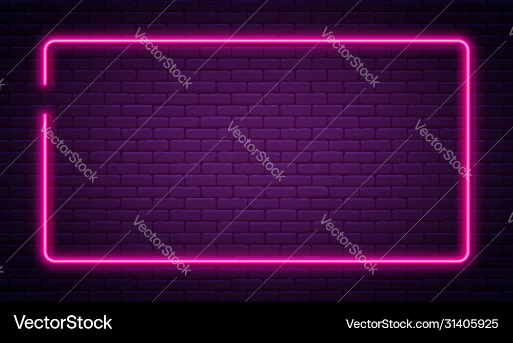 Neon Rectangle Sign - Purple Glow Royalty Free Vector Image