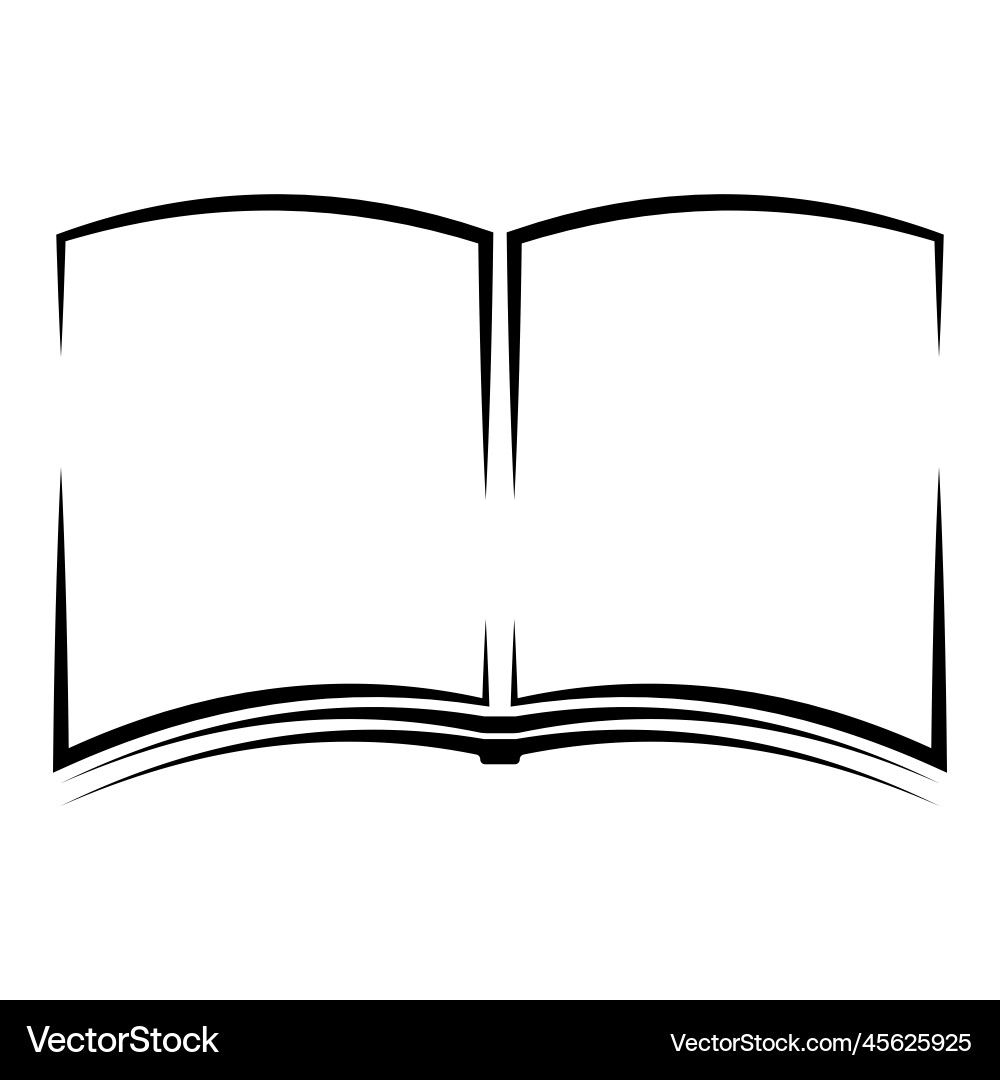 Open book icon thin shape black dictionary Vector Image