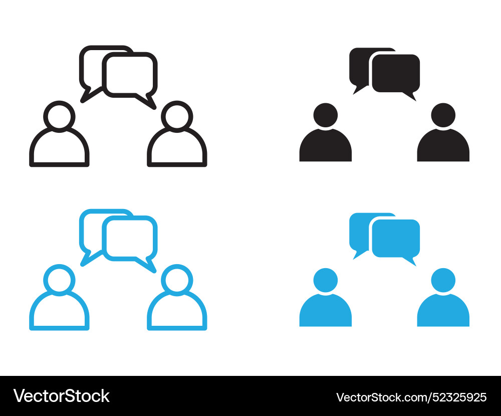 Person conversation icon 2 black and white Vector Image