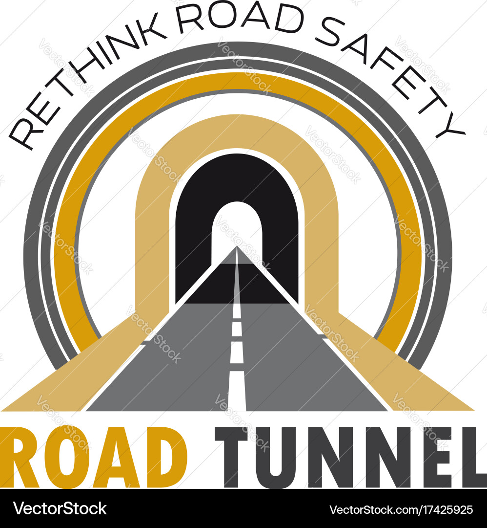 Road tunnel isolated icon with highway or freeway Vector Image