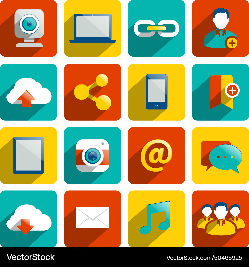 Social media icons flat Royalty Free Vector Image