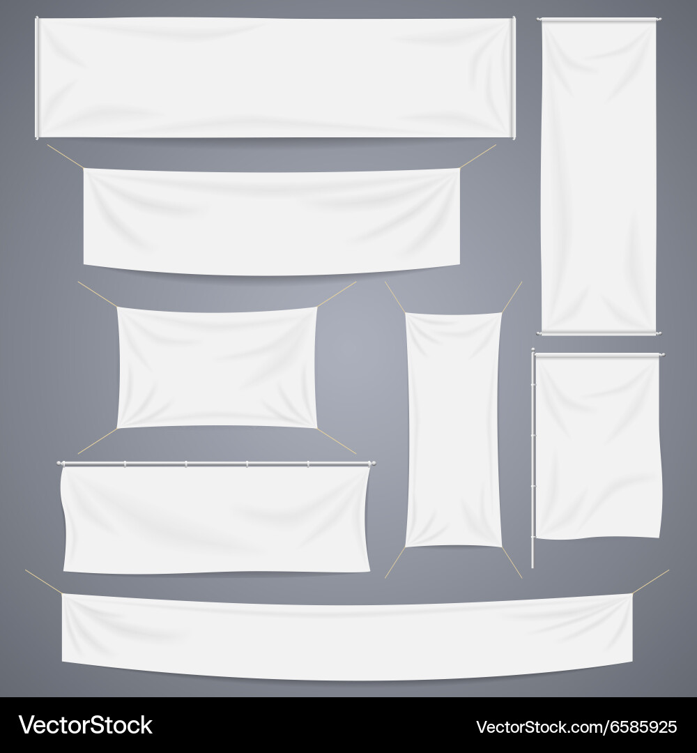 White textile banners with folds template Vector Image