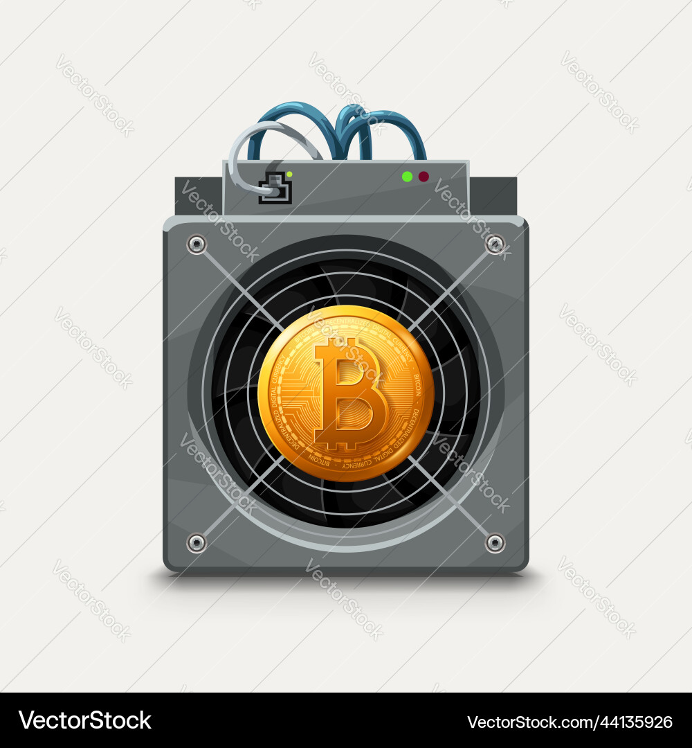 Asic computer for mining btc on white Royalty Free Vector