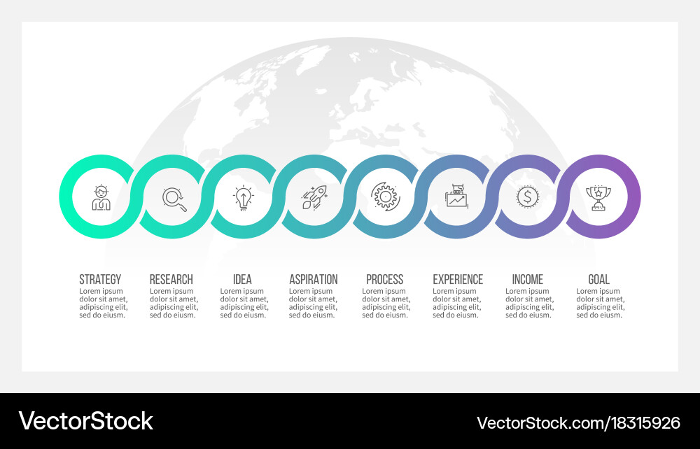 Business process timeline infographics with 8 Vector Image