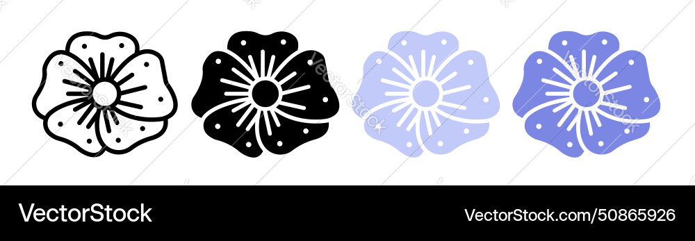 Flax flower icon set flaxseed seed linseed symbol Vector Image