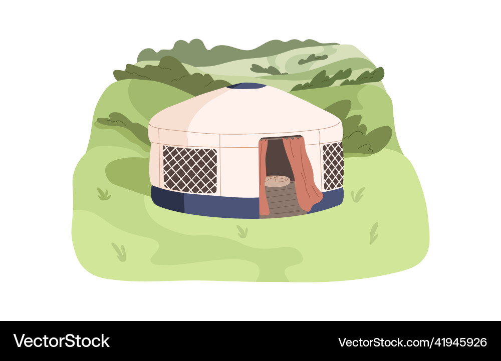 Modern yurt in nature nomadic house outdoors Vector Image