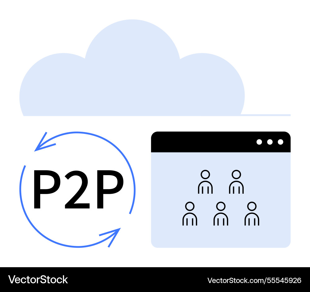 Peer-to-peer data sharing via cloud Royalty Free Vector