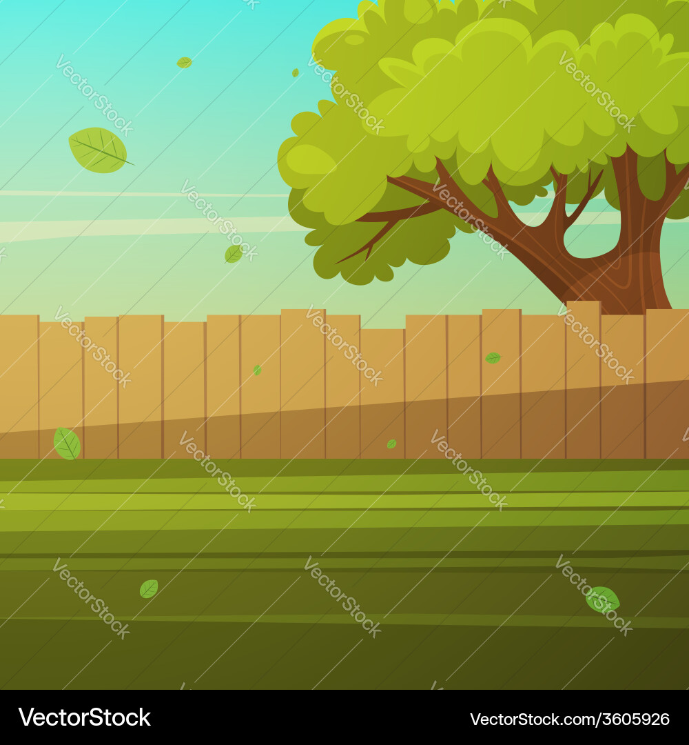Wooden fence with tree Royalty Free Vector Image