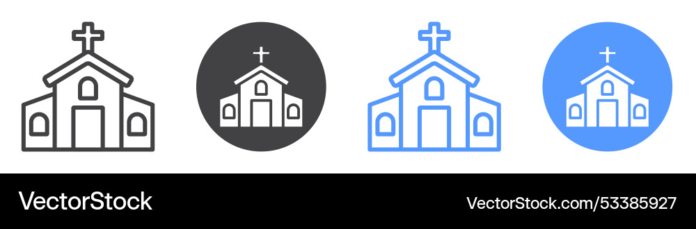 Church icon flat line symbol set Royalty Free Vector Image