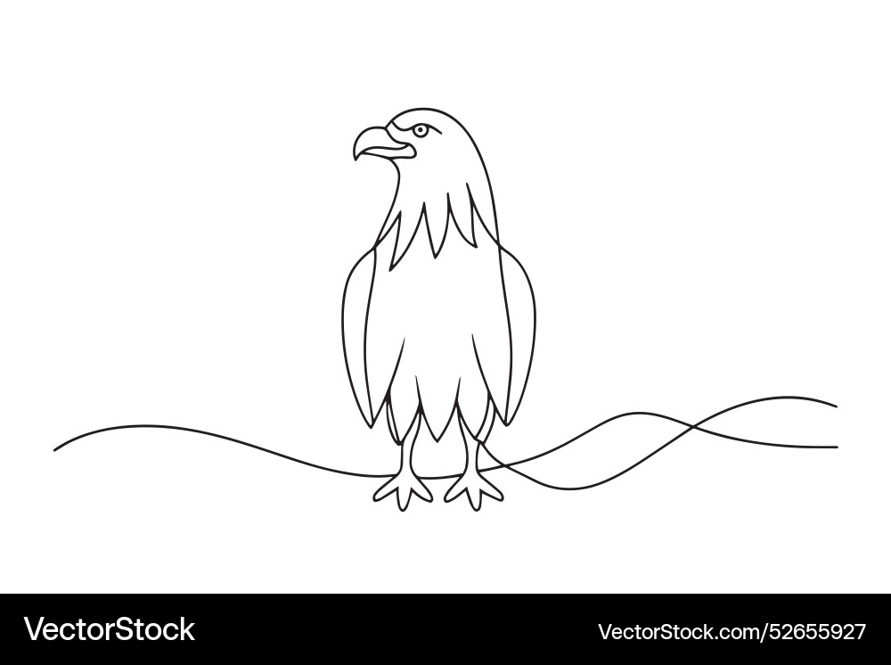 Eagle continuous line art on white background Vector Image
