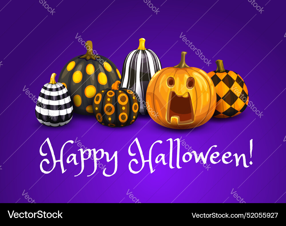 Halloween banner with patterned pumpkins Vector Image