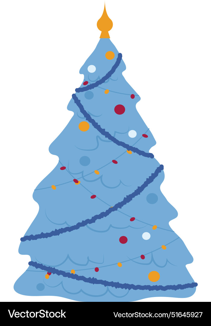 Stylized blue christmas tree decorated colorful Vector Image
