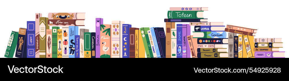 Books border horizontal row of fiction Royalty Free Vector