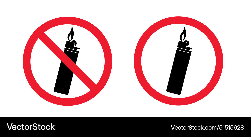 Cigarette lighter icon lighters logo fire symbol Vector Image