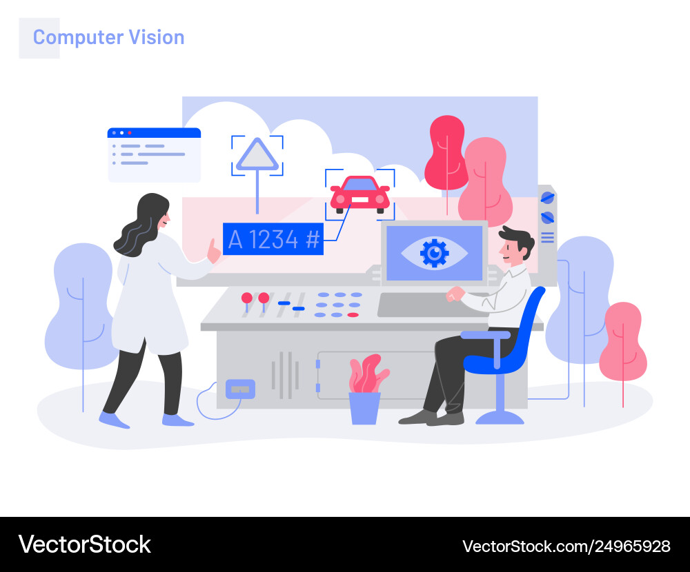 Computer vision concept modern flat design Vector Image