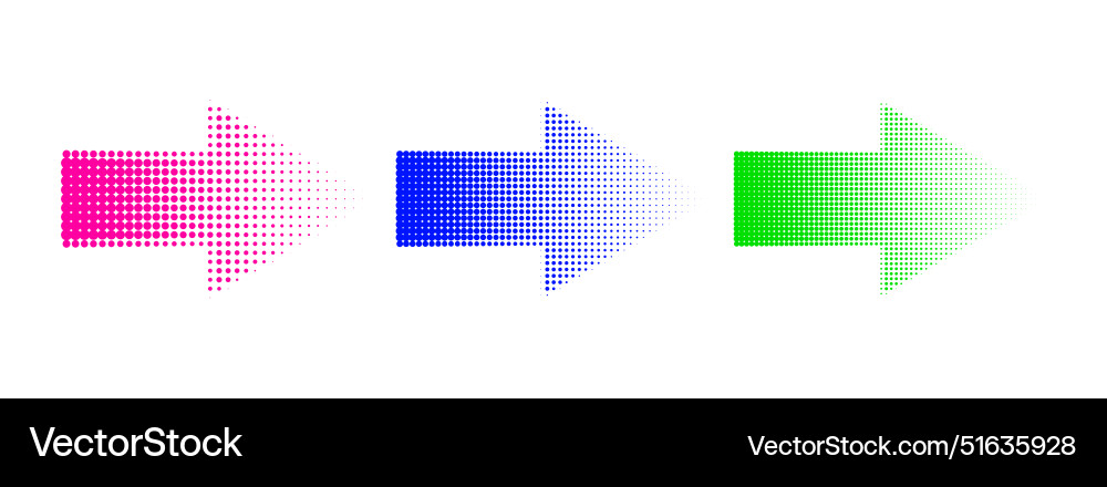 Dotted gradient arrow isolated elements Royalty Free Vector