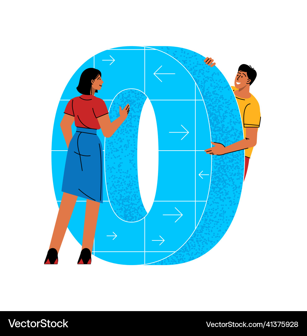 English alphabet with people characters Royalty Free Vector