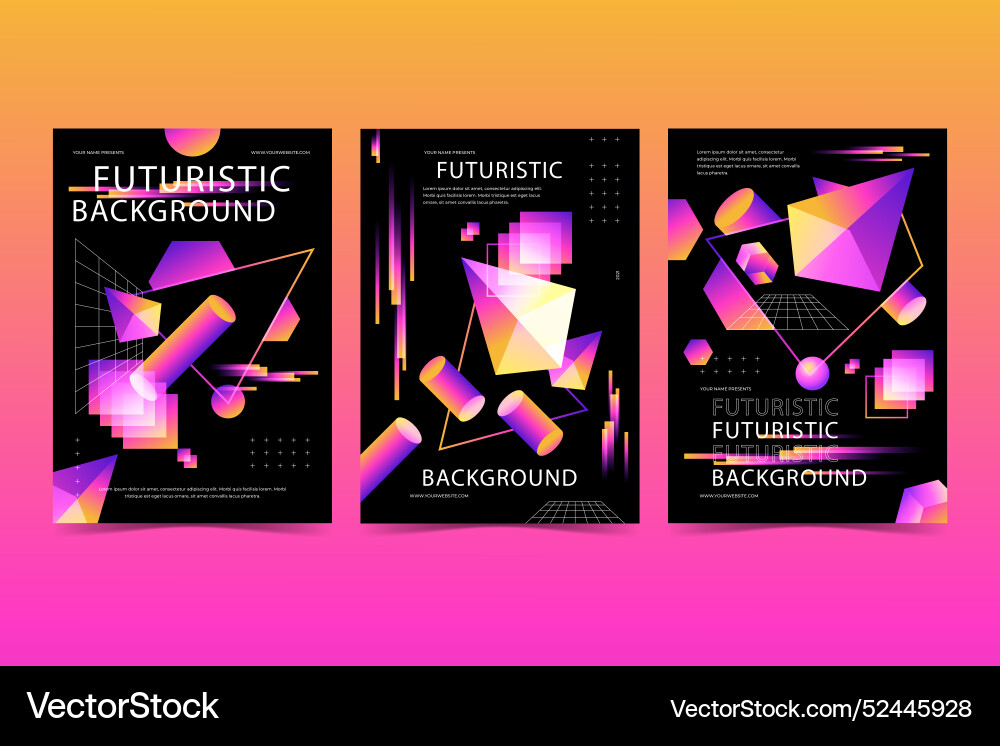 Gradient futuristic cover collection Royalty Free Vector