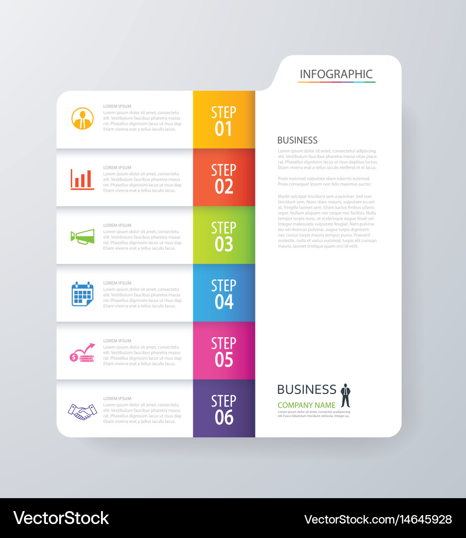 Infographic vertical 6 tab index design Royalty Free Vector