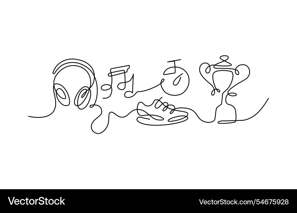 Music running one single line drawing Royalty Free Vector