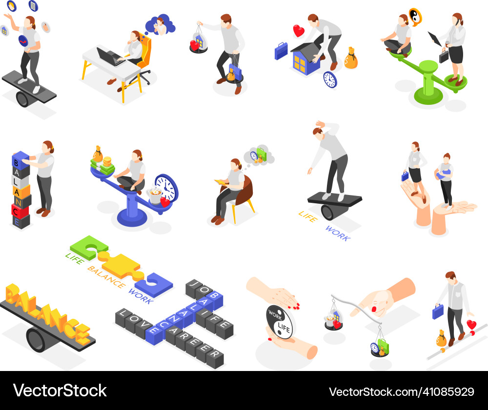 Balancing in life set Royalty Free Vector Image