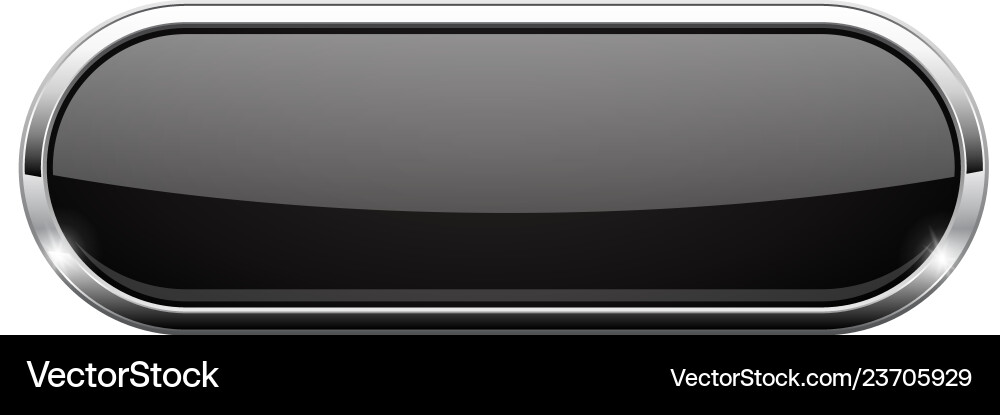 Black glass button shiny oval 3d web icon Vector Image