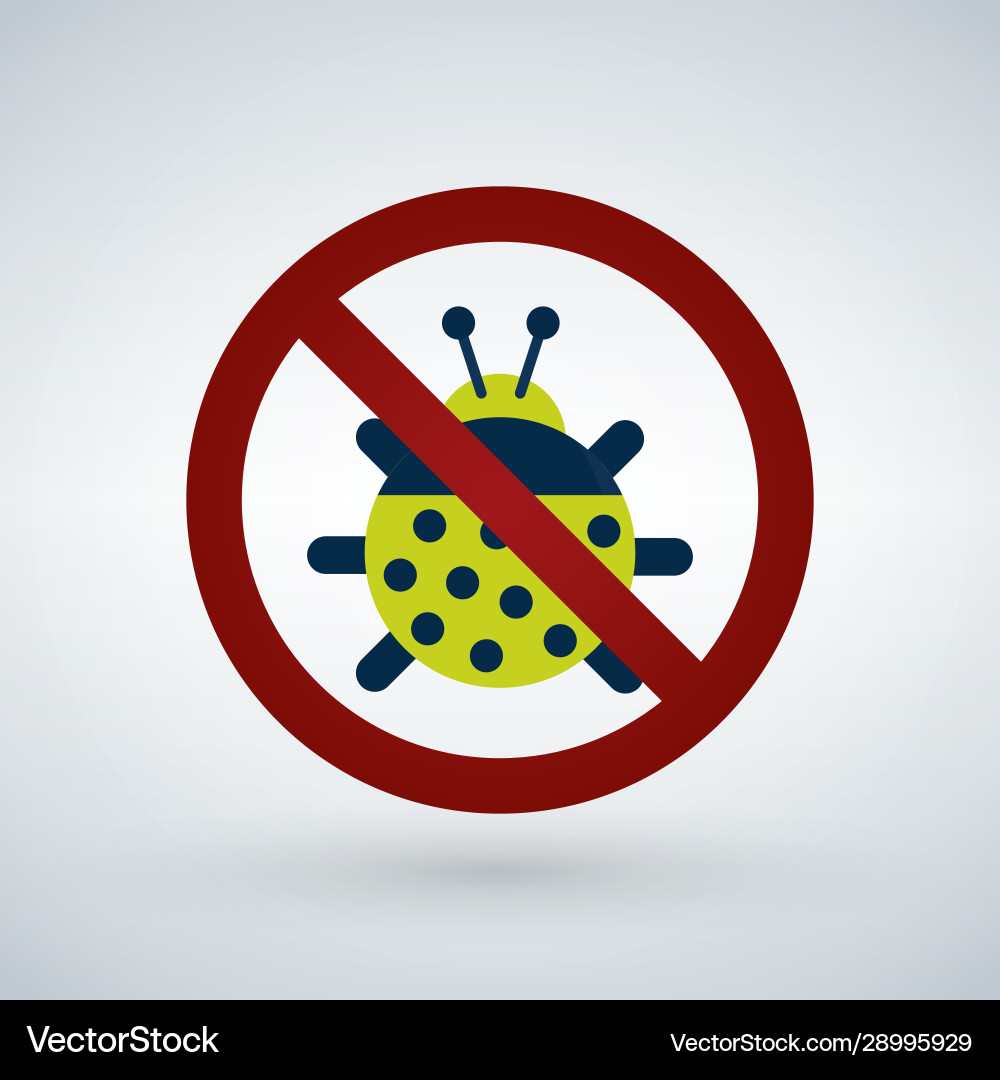 Bugs stop sign parasite icon tick warning bug Vector Image
