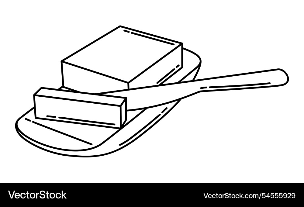 Butter with knife stylized Royalty Free Vector Image