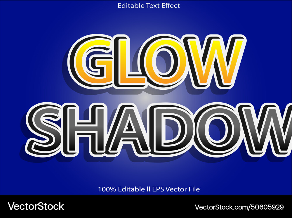 Glow shadow editable text effect Royalty Free Vector Image