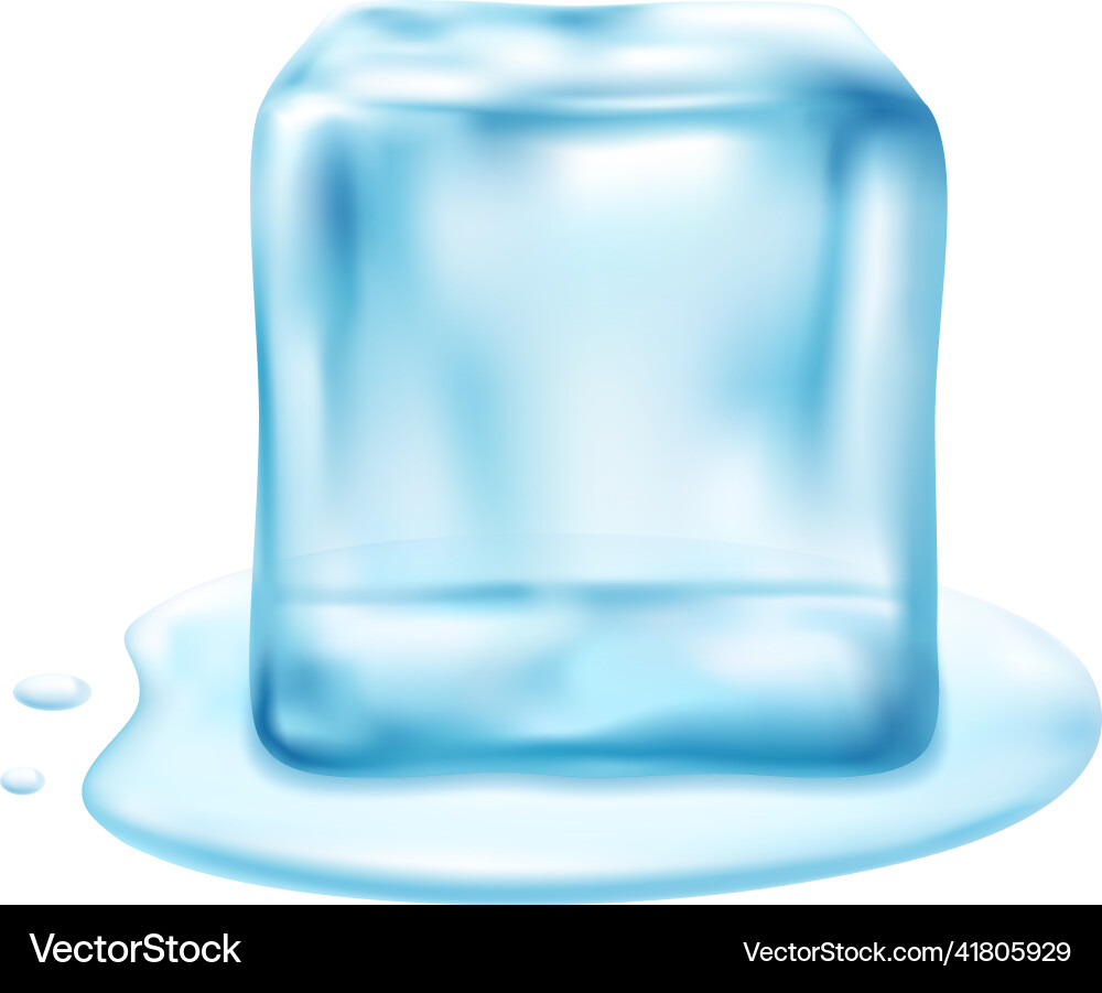 Melting ice cube composition Royalty Free Vector Image